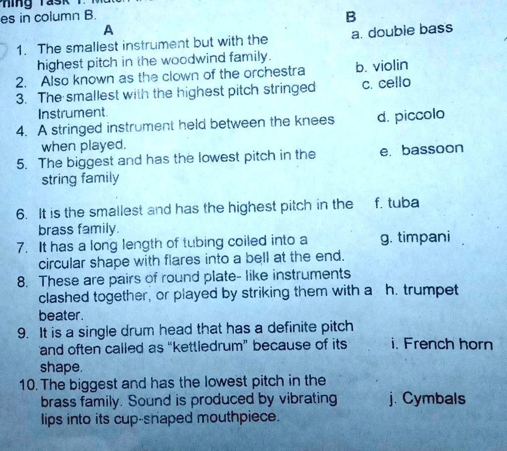 [GET ANSWER] learning task 1 match the description of instruments in ...
