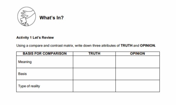What's ln ? Activity 1 Let's Review Using a compare and contrast matrix ...