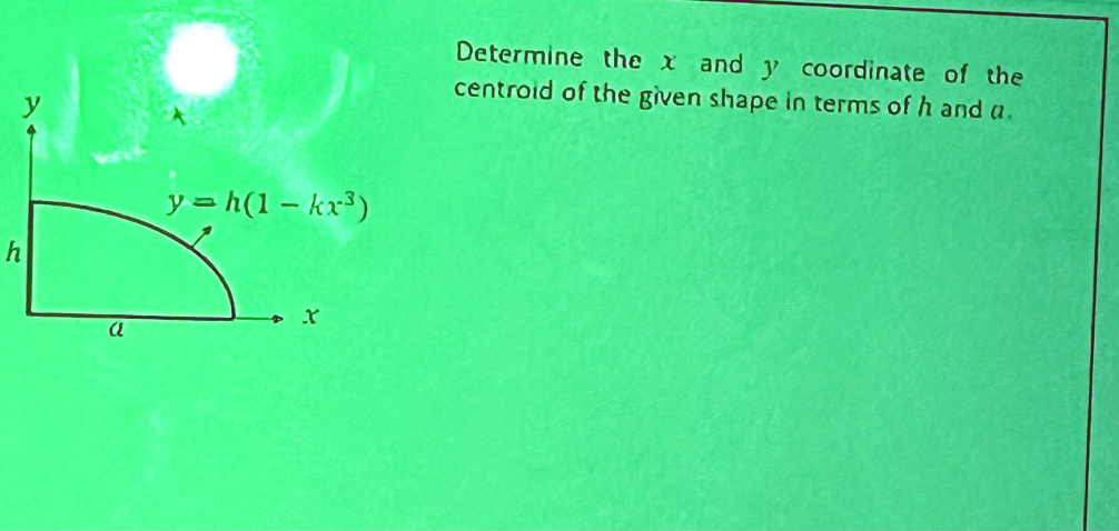 Determine the x and y coordinate of the centroid of the given shape in ...