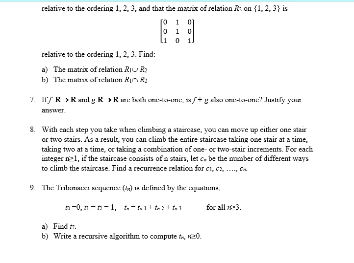 SOLVED: relative to the ordering 1, 2,3 and that the matrix of relation ...