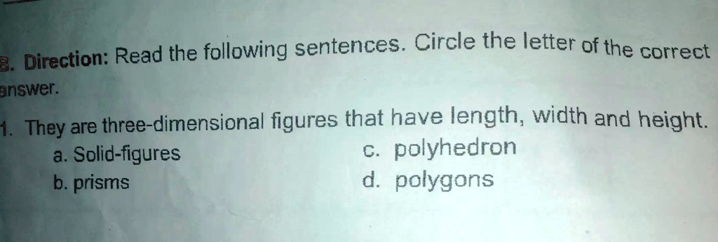 3. Direction: Read the following sentences. Circle the letter of the ...