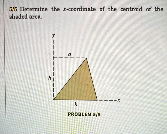 SOLVED: 5/5 Determine the x-coordinate of the centroid of the shaded area. PROBLEM 5/5