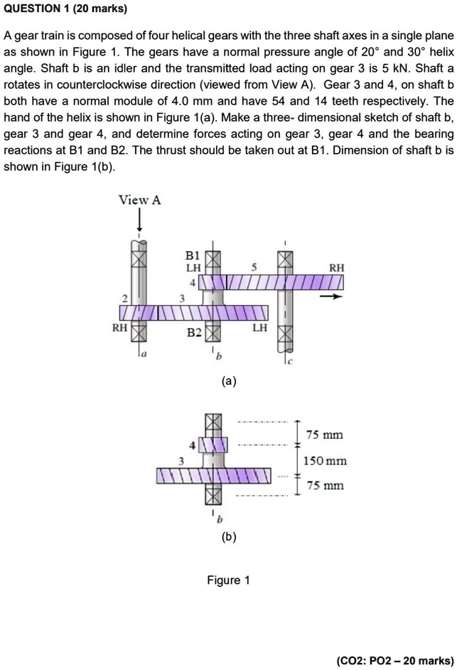 SOLVED: QUESTION (20 marks) A gear train is composed of four helical ...