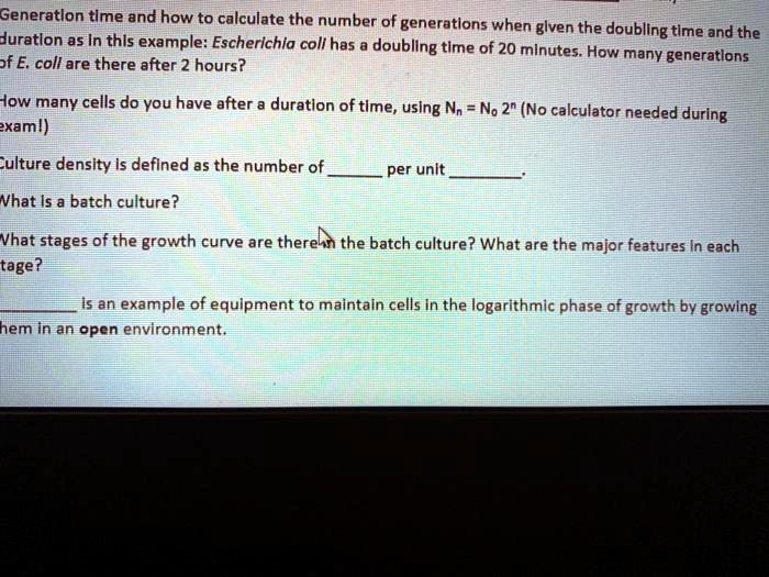 generatlon tlme and how to calculate the number of generations when ...