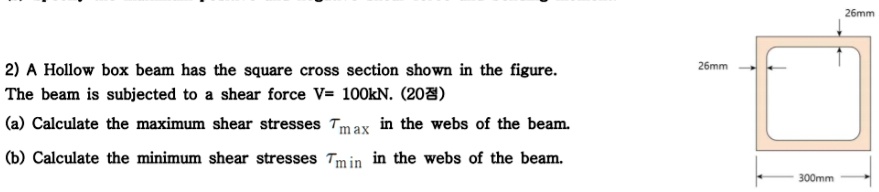 SOLVED: As per question 26rmn1 2) A Hollow box beam has the square ...