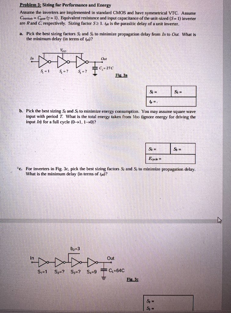 problem 3 sizing for performance and energy assume the inverters are ...