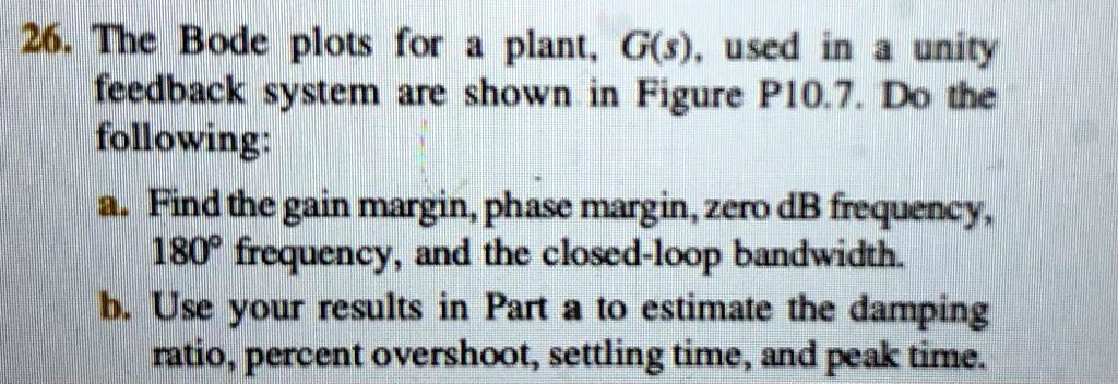 The Bode plots for a plant G(s) used in a unity feedback system are ...