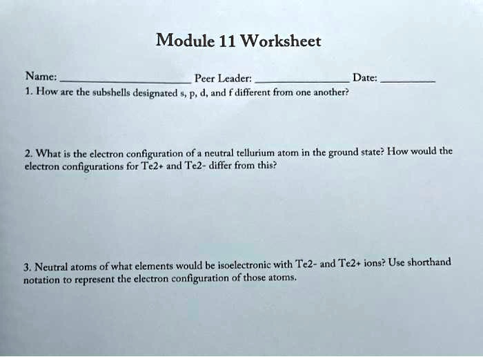 Name: Module 11 Worksheet Peer Leader: 1. How are the...