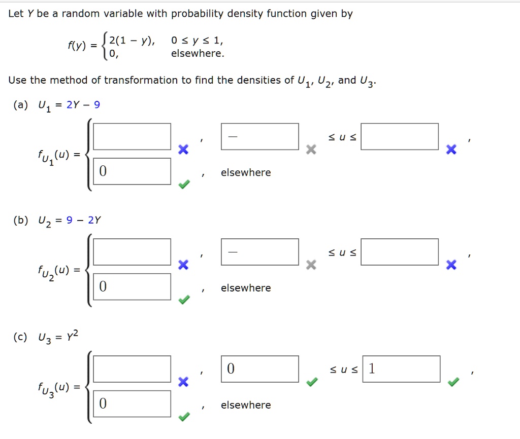 SOLVED: Let Y be a random variable with probability density function given by 2(1 - y), 0