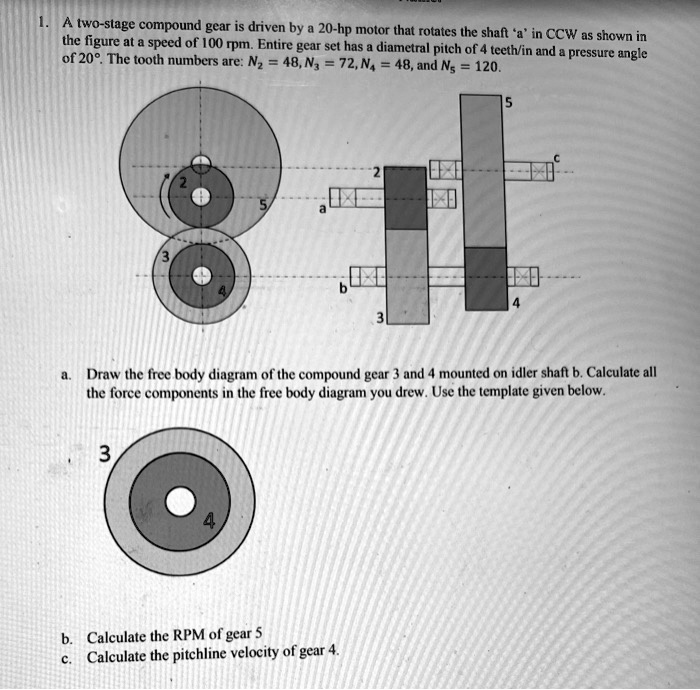 SOLVED: A two-stage compound gear is driven by a 20-hp motor that ...