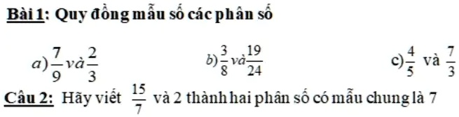Solved Bà I Quy Ä‘á“ng Mẫu Sá‘ Các Phân Sá‘ Và 2 19 Và 8 4 VÃ
