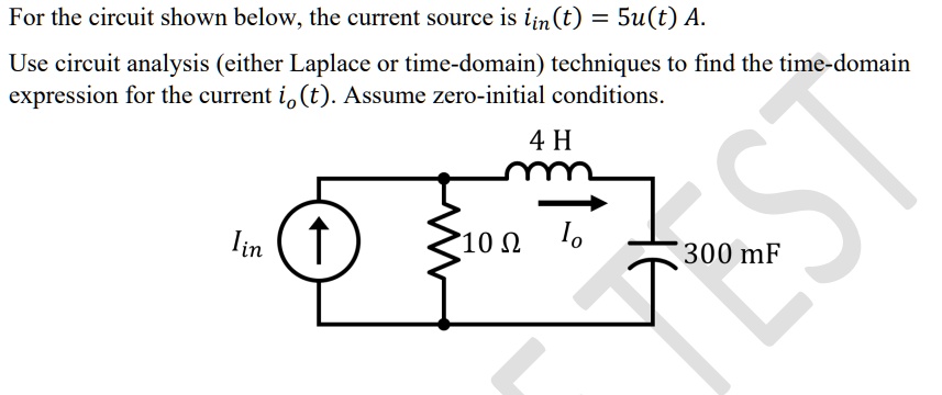 For the circuit shown below, the current source is iin(t) = 5u(t) A ...