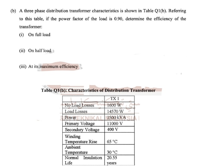 SOLVED: Texts: (b) A three-phase distribution transformer ...