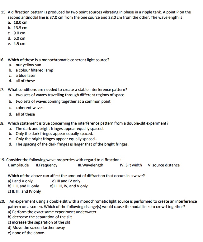 diffraction pattern is produced by two point sources vibrating phase in ...