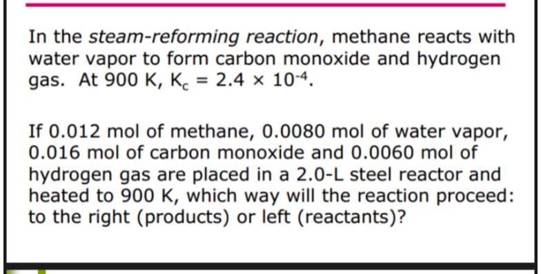 In the steam-reforming reaction, methane reacts with water...