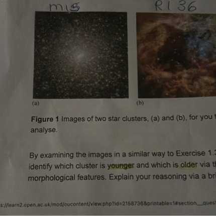 SOLVED: (a) (b) Figure 1 Images of two star clusters, (a) and (b), for ...