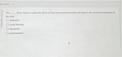 SOLVED: len 7 of 12 The theory helps to explain the effects of distal ...