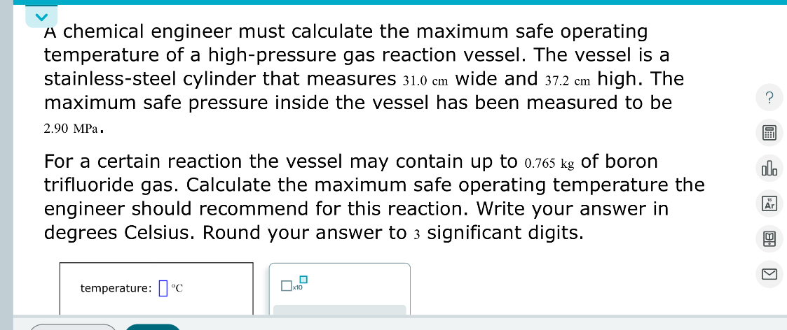 A chemical engineer must calculate the maximum safe operating ... A chemical engineer must calculate the maximum safe operating ...