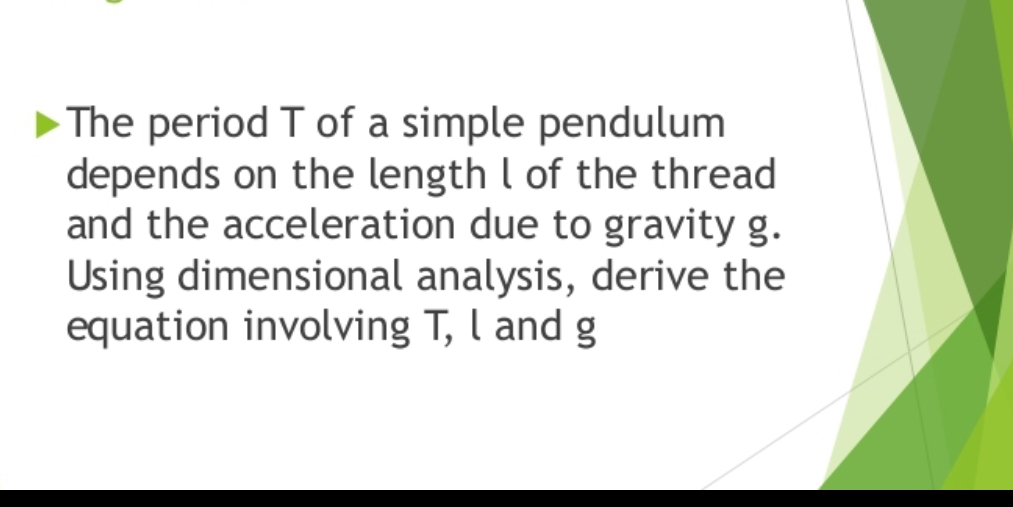 The period T of a simple pendulum depends on the length l of the thread ...