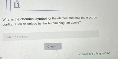 SOLVED: What is the chemical symbol for the element that has the electron configuration ...