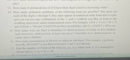sets? 13. How many 6-permutations of [15] have their digits listed in ...