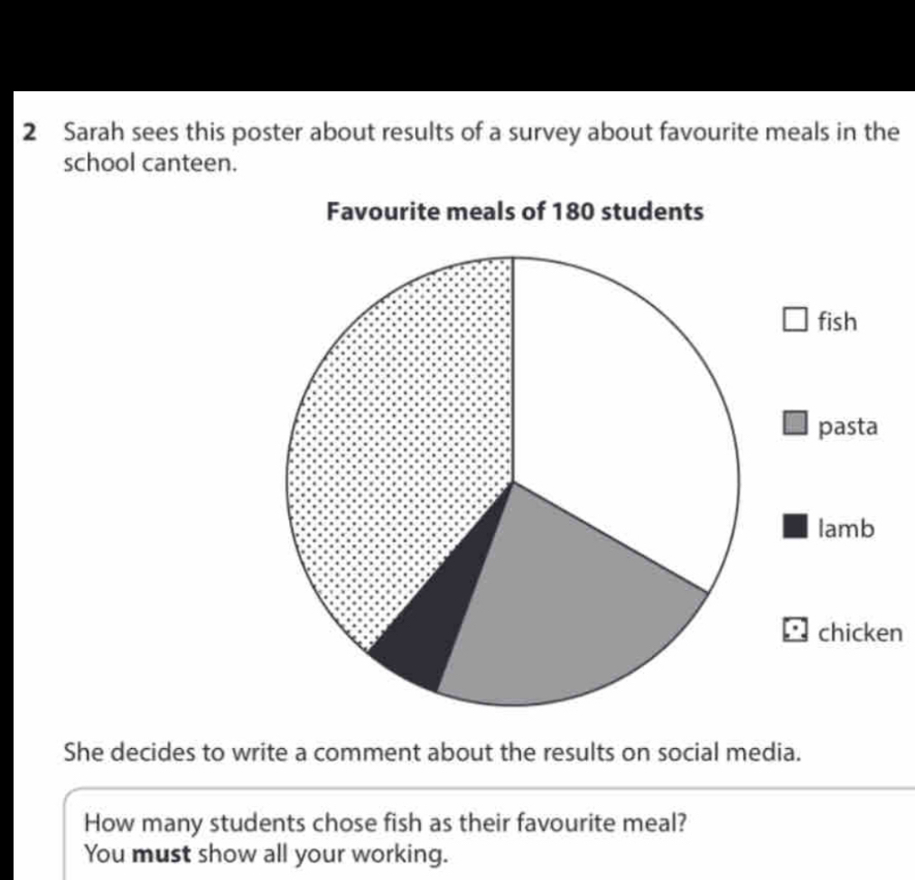 2 Sarah sees this poster about results of a survey about favourite ...