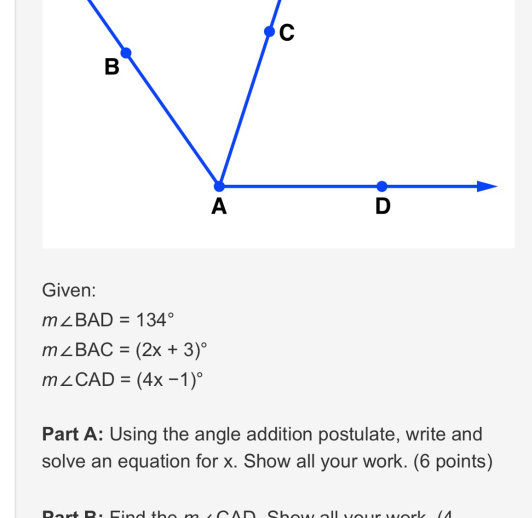 given beginarrayl m angle mathrmbad134circ m angle mathrmbac2 mathrmx3circ m angle mathrmcad4 ...