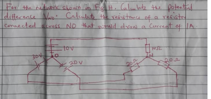 Solved For The Network Shown In Fig H Calculate The Potential