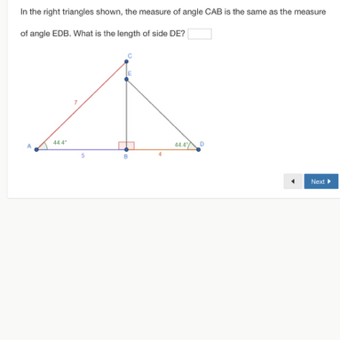 SOLVED: In the right triangles shown, the measure of angle CAB is the ...