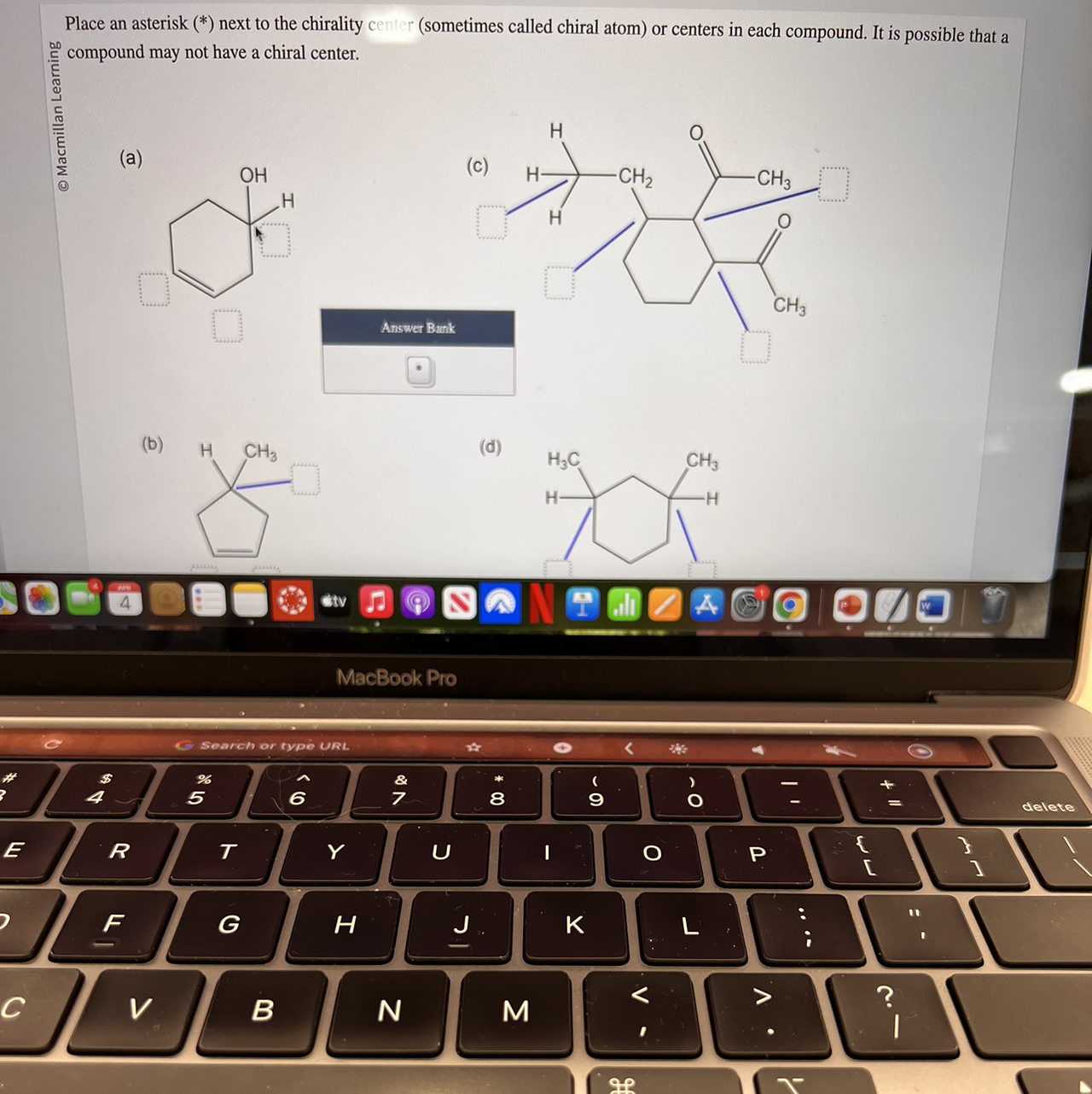 SOLVED: Place an asterisk (^*) next to the chirality center (sometimes called chiral atom) or ...