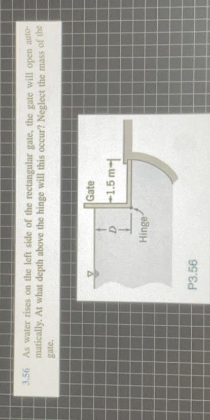 3.56 As water rises on the left side of the rectangular gate, the gate will open automatically ...