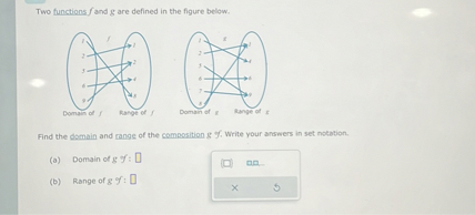 SOLVED: Two functions f and g are defined in the figure below. Find the ...