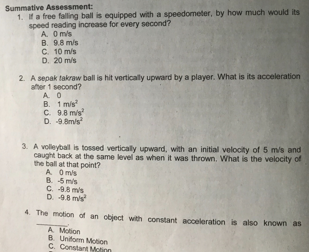 summative assessment 1 if a free falling ball is equipped with a ...
