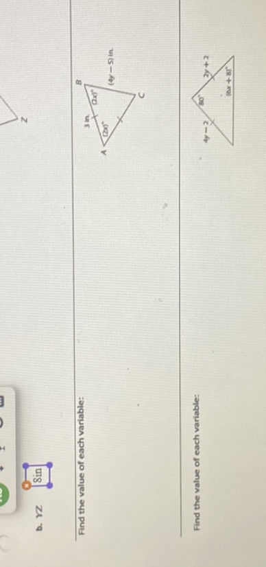 SOLVED: b. 1 𝐙 Find the value of each variable: