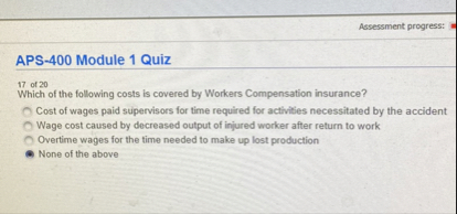 SOLVED: Assessment progress: APS-400 Module 1 Quiz 17 of 20 Which of ...