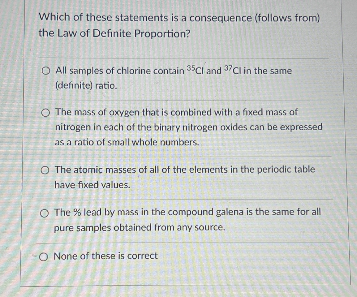 Which of these statements is a consequence (follows from) the Law of ...