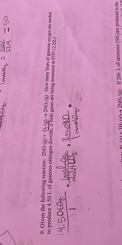 9. Given the following reaction: 2 NO(g)+O2( g) → 2 NO2( g) How many liens of avooss oryen are ...