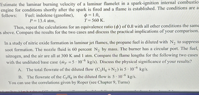 Estimate the laminar burning velocity of a laminar flamelet in a spark ...