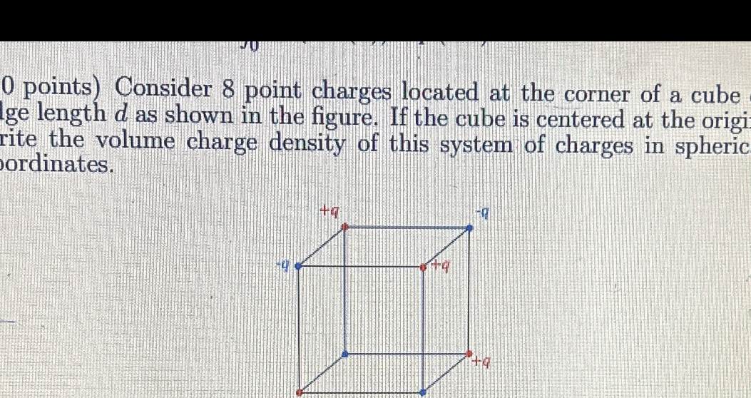 consider 8 point charges located at the corner of a cube of edge length ...