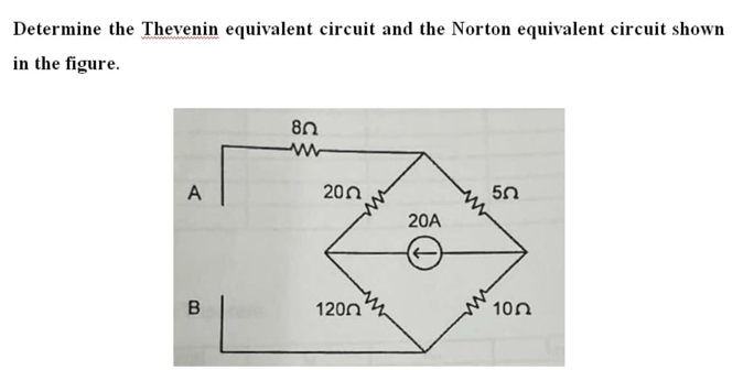 [GET ANSWER] Determine the Thevenin equivalent circuit and the Norton equivalent circuit shown ...