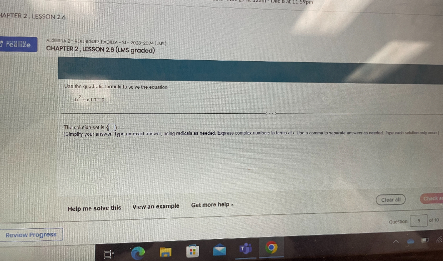 SOLVED: HAPTER 2, LESSON 26 ALGEBRA 2-RODRIQUEZ PACILIA - $ 1 - 2023 ...