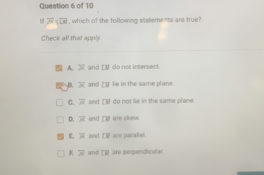 Question 6 of 10 If J RLM, which of the following statements are true? Check all that apply. A ...