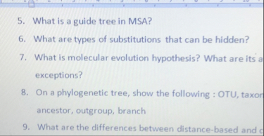 SOLVED: 5. What is a guide tree in MSA? 6. What are types of ...