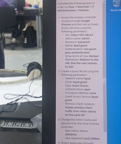 Complete the following tasks in order on Floor 1 Overview > II Administration > ITAdmin: Recyde ...