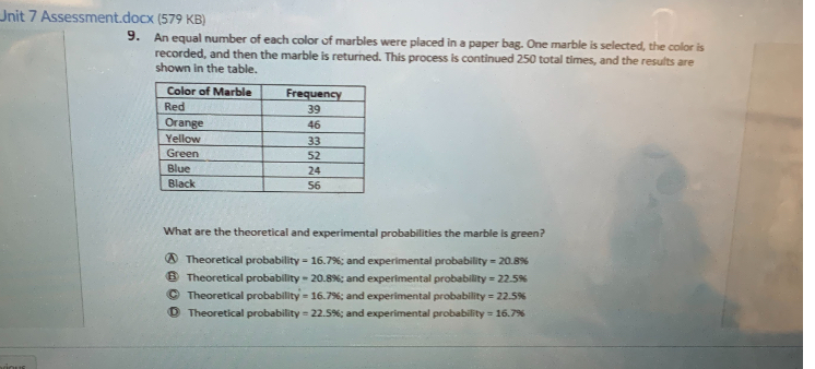 SOLVED: Unit 7 Assessment.docx (579 KB) 9. An equal number of each ...