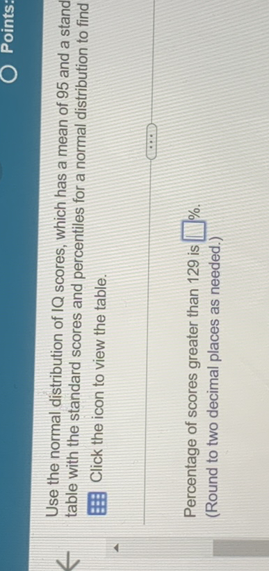 Use the normal distribution of IQ scores, which has a mean of 95 and a ...
