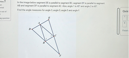 SOLVED: tion 7 et ened soun of ag quetion ag quetion In the image below segment DE is parallel ...