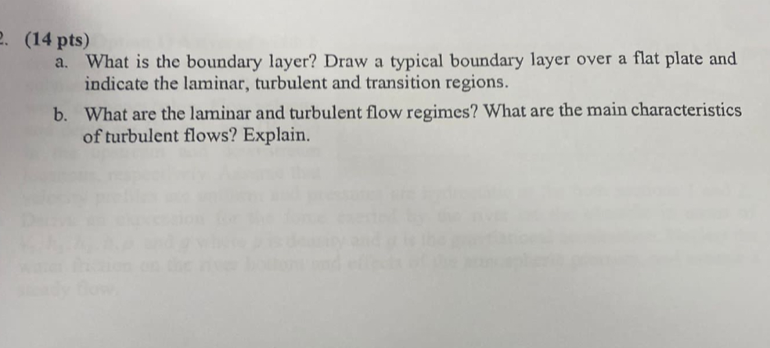 (14 pts) a. What is the boundary layer? Draw a typical boundary layer ...