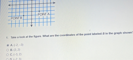 1. Take a look at the figure. What are the coordinates of the point ...