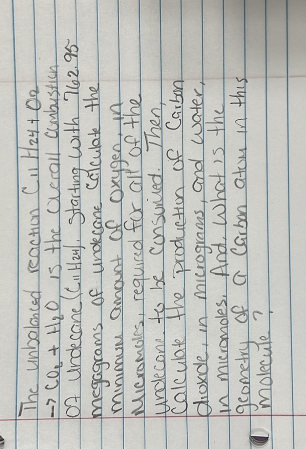 SOLVED: The unbalanced reaction C11H24+O2 →CO4+H2O is the overall ...